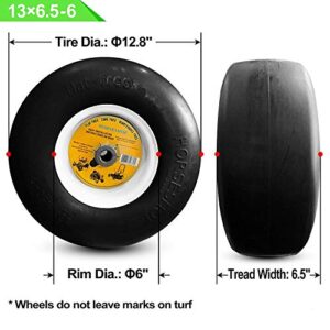 HORSESHOE New 13x6.50-6 Flat Free Smooth Tire w/Steel Wheel fits Many Residential Riding Lawn Mower (Deck 36"-46") Garden Tractor - Center hub 4"-7.1" - Bore ID 1/2" 136506 (2)