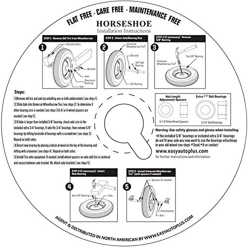 HORSESHOE New 13x6.50-6 Flat Free Smooth Tire w/Steel Wheel fits Many Residential Riding Lawn Mower (Deck 36"-46") Garden Tractor - Center hub 4"-7.1" - Bore ID 1/2" 136506 (2)