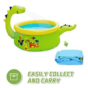 Inflatable Above Ground Family Size Pop up Pool for Kids Kiddie Kiddy Toddler Adult Hard Plastic Dinosaur Sprinkler Round Top Ring Pools for Outdoor Garden Backyard Summer Water Party 70" X 25"