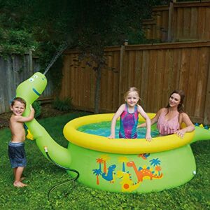 Inflatable Above Ground Family Size Pop up Pool for Kids Kiddie Kiddy Toddler Adult Hard Plastic Dinosaur Sprinkler Round Top Ring Pools for Outdoor Garden Backyard Summer Water Party 70" X 25"