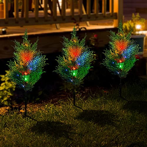 Ahongem Solar Christmas Decorations Light 4pack Solar Christmas Tree Holiday Christmas Decorations Lights Waterproof for Yard Patio Lawn Pathway