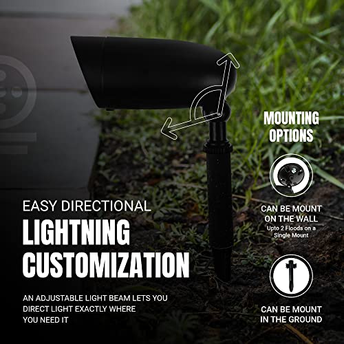 DYSMIO Wired Line Voltage LED Outdoor Landscape Flood Lights for Garden and Yard, Non-Solar Powered Bright Security Landscaping Light - Black - Large - Pack of 2