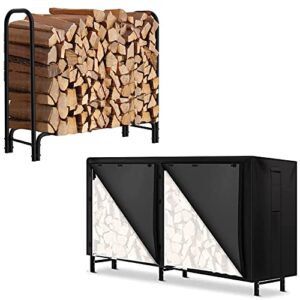 amagabeli firewood rack outdoor black 4ft bundle amagabeli firewood rack with cover outdoor black 8ft