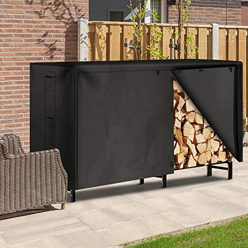 Amagabeli Firewood Rack Outdoor Black 4ft Bundle Amagabeli Firewood Rack with Cover Outdoor Black 8ft