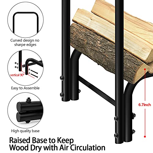 Amagabeli Firewood Rack Outdoor Black 4ft Bundle Amagabeli Firewood Rack with Cover Outdoor Black 8ft