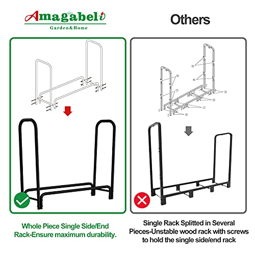 Amagabeli Firewood Rack Outdoor Black 4ft Bundle Amagabeli Firewood Rack with Cover Outdoor Black 8ft