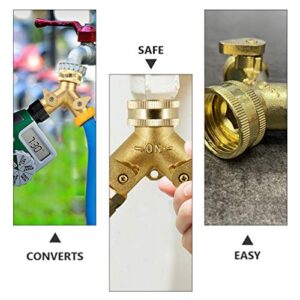 iplusmile Brass Garden Hose Splitter Y Valve Splitter 3/4 Inches 2 Way Metal Hose Connector Heavy Duty Garden Hose for Home Garden Gold, 1pc