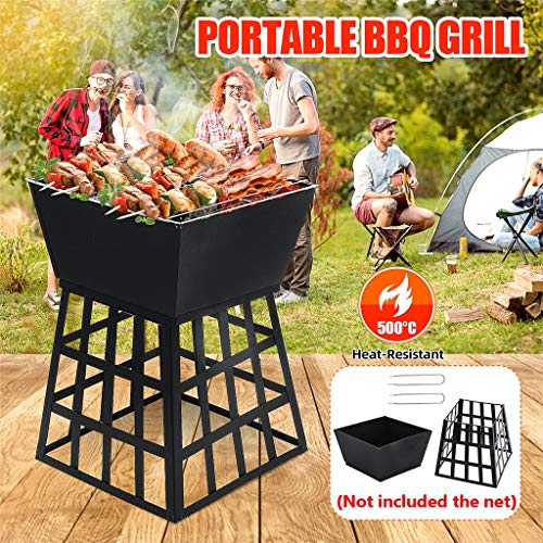 SCYMX Outdoor Garden Metal Charcoal Fire Pit 500°C Camping Fishing BBQ Burner Bowl Multifunction Removable Stove Barbecue Grill Stand