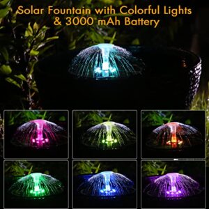 AISITIN 2.5W Solar Bird Bath Fountain Pump & 3.5W LED Solar Fountain Pump with Colorful Lights & 3000mAh Battery, Solar Water Fountain Pump for Garden, Ponds, Fish Tank and Outdoor