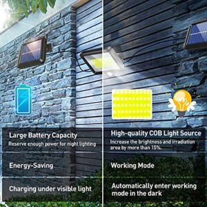 Solar Lights Outdoor Motion Sensor 2 Pack LED Solar Flood Lights Outdoor Security Solar Powered Lights Outside Waterproof with 3 Lighting Mode 16.4Ft Cable for Garden Patio Path Yard Garage Indoor