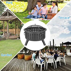 Outdoor Fire Pits for Outside Firepit Wood Burning Fire Pit, 26 Inchs Portable Outdoor Fireplace Fire Pit Bowl for Outdoor Outside Camping Patio Garden Backyard, Black-A