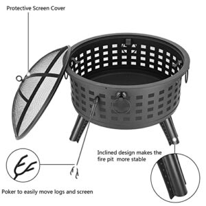 Outdoor Fire Pits for Outside Firepit Wood Burning Fire Pit, 26 Inchs Portable Outdoor Fireplace Fire Pit Bowl for Outdoor Outside Camping Patio Garden Backyard, Black-A