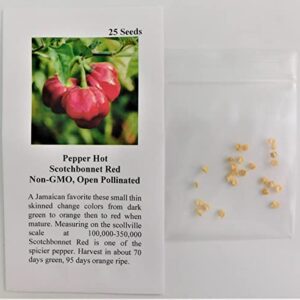 David's Garden Seeds Pepper Hot Scotch Bonnet Red 4159 (Red) 25 Non-GMO, Heirloom Seeds