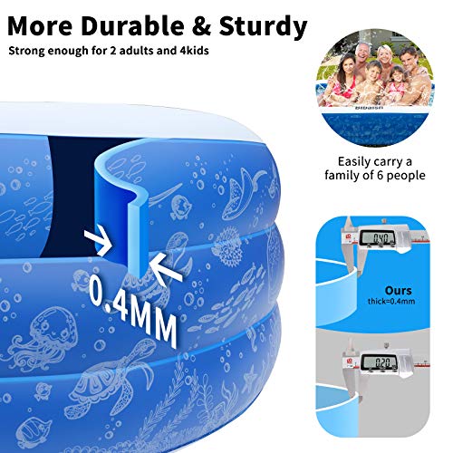 Inflatable Swimming Pool, 118" X 72" X 20" Full-Sized Family Pool, Kiddie Pool, Blow Up Pool for Baby, Kids, Kiddie, Adult Inflatable Pool for Backyard, Outdoor, Garden, Ground & Summer Water Party