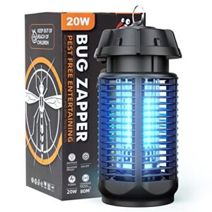 bug zapper, meilen 20w/4000v electric mosquito zapper portable mosquito killer lamp waterproof fly trap insect killer for indoor and outdoor home backyard camp site garden