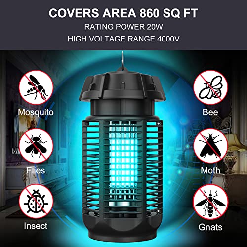 Bug Zapper, Meilen 20W/4000v Electric Mosquito Zapper Portable Mosquito Killer Lamp Waterproof Fly Trap Insect Killer for Indoor and Outdoor Home Backyard Camp Site Garden