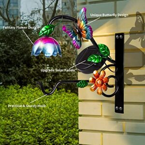 waitmin Solar Outdoor Lights Garden Wall Decor Art Butterfly Plant Hanger Hook for Hanging Plant Pots,Bird Feeders,Flower Basket,Wind Chimes,Lantern - 2 Pack