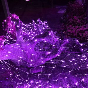 ljlnion christmas net lights, 360 led 12ft x 5ft connectable christmas mesh fairy string lights,8 modes low voltage safe adaptor for xmas trees, bushes, wedding, outdoor garden decorations, purple