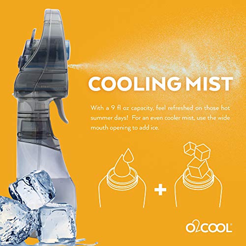 O2COOL Deluxe Handheld Battery Powered Water Misting Fan (Grey)