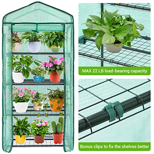 Ohuhu Mini Greenhouse for Indoor Outdoor, Small Plastic Plant Green House 4-Tier Rack Stand Portable Greenhouses with Durable PE Cover for Seedling, 2.5x1.6x5.2 FT, Ideal Gardening Gifts for Women Men