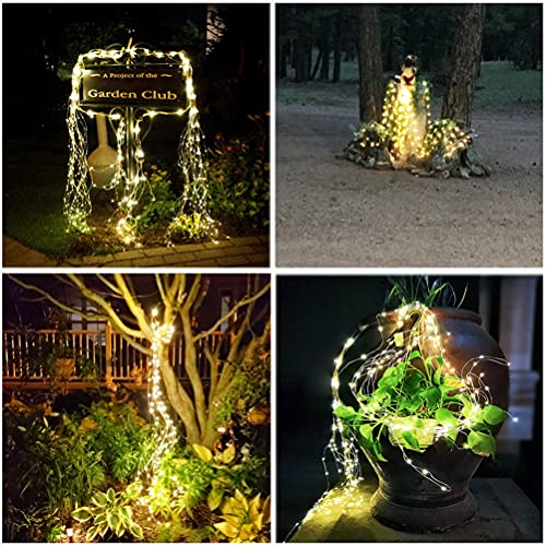 400 LED Solar Firefly Bunch Lights with Remote Control, 8 Flashing Modes Waterproof Fairy String Lights Decorative Vine Solar Watering Can Lights, Outdoor Garden Christmas Decor Lights (Warm White)