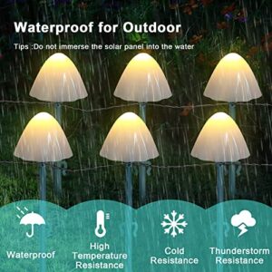 PChero Solar Mushroom Lights Outdoor Waterproof, 12 LED 8 Lighting Modes Mini Mushroom Fairy String Lights for Garden Yard Landscape Patio Lawn Pathway Wedding Party Christmas Decor (Warm White)