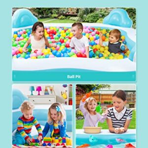 Inflatable Swimming Pool, EVAJOY Inflatable Pool for Kids, Adults, Family-Sized Above Ground Swimming Pool with 4 Seats, 4 Backrests, Cup Holders, for Backyard, Garden, Outdoors, 200 gal