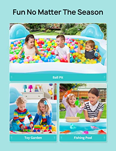 Inflatable Swimming Pool, EVAJOY Inflatable Pool for Kids, Adults, Family-Sized Above Ground Swimming Pool with 4 Seats, 4 Backrests, Cup Holders, for Backyard, Garden, Outdoors, 200 gal