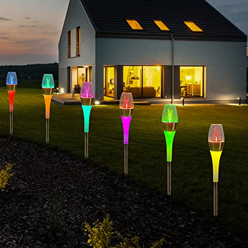 pearlstar Solar Lights Outdoor Color Changing LED Garden Pathway Lights Landscape Lighting Waterproof for Path Lawn Patio Yard Walkway Driveway(6pack)