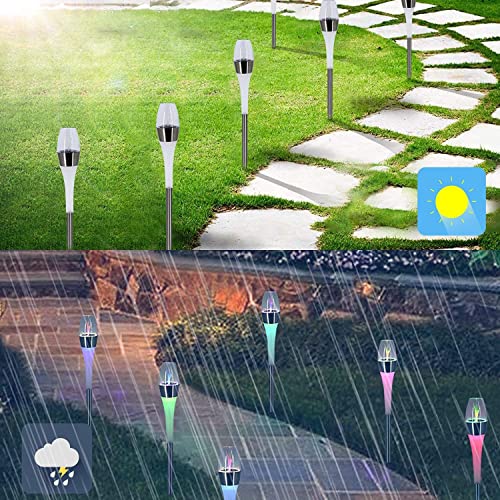 pearlstar Solar Lights Outdoor Color Changing LED Garden Pathway Lights Landscape Lighting Waterproof for Path Lawn Patio Yard Walkway Driveway(6pack)