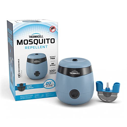 Thermacell E55 E-Series Rechargeable Mosquito Repeller with 20' Mosquito Protection Zone; Blue; Includes 12-Hr Repellent Refill; DEET Free Bug Spray Alternative; Scent Free; No Candle or Flame