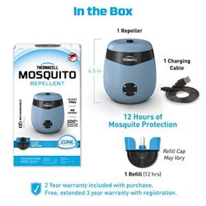 Thermacell E55 E-Series Rechargeable Mosquito Repeller with 20' Mosquito Protection Zone; Blue; Includes 12-Hr Repellent Refill; DEET Free Bug Spray Alternative; Scent Free; No Candle or Flame