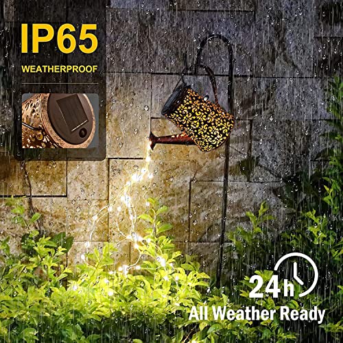 Solar Watering Can Garden Lights - Solar Lights Outdoor Garden Ornaments Waterproof Large Yard Statues Retro Copper Decorations for Home Patio with 35" Shepherd Hook