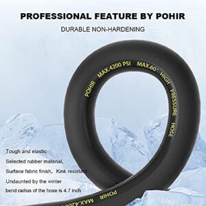 POHIR Pressure Washer Hose 70ft with 3/8" Quick Connector, High Tensile Wire Braided Kink Resistant 1/4 Inch Power Washer Hose 4200 PSI, 2pcs M22 14mm to 3/8" Adapter Set, Multi-Scene Use