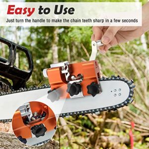 Augot Chainsaw Sharpener, Hand Crank Chainsaw Sharpening Kit with 5 Grinding Heads, Portable Chainsaw Chain Sharpener Jig Fit All Kinds of Chain Saws and Electric Saws, for Lumberjack or Garden Worker