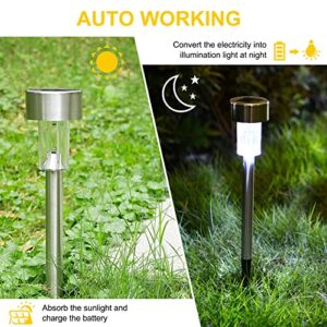 Solar Lights Outdoor Christmas, SUNNEST 12Pack Stainless Steel Outdoor Solar Lights - Waterproof, LED Landscape Lighting Solar Powered Outdoor Lights Solar Garden Lights for Pathway Patio Yard