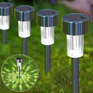 Solar Lights Outdoor Christmas, SUNNEST 12Pack Stainless Steel Outdoor Solar Lights - Waterproof, LED Landscape Lighting Solar Powered Outdoor Lights Solar Garden Lights for Pathway Patio Yard