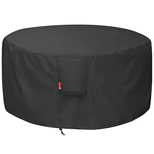 Fire Pit Cover - Waterproof 600D Heavy Duty Round Patio Fire Bowl Cover Black (Round - 44”D x 24”H)