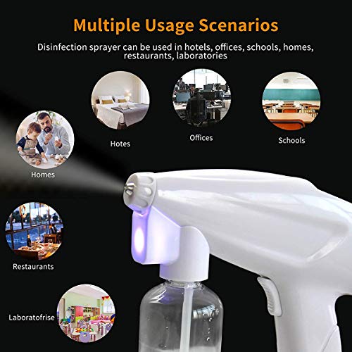 Froluya Portable Spray Machine,Handheld Portable Fogger Machine Rechargeable Nano Steam Atomizer 200ml/12oz，Electric Sprayer Nozzle Adjustable Fogger for Home Office School Store or Garden