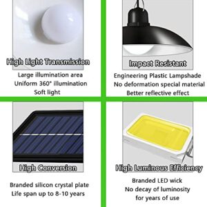 LEDHOLYT Solar Pandent Light, Indoor Outdoor Solar Powered LED Shed Light Barn Lights with Timer and Remote,Adopt Polycrystalline Silicon Solar Panel, Hanging Solar Lights for Garage Garden Porch