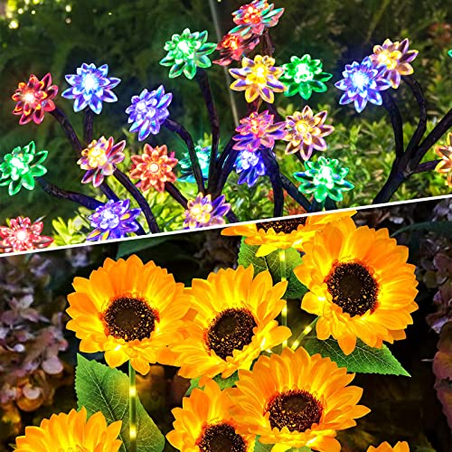 KOOPER 9 Sunflower Lights & 4 Pack Solar Garden Lights