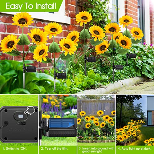 KOOPER 9 Sunflower Lights & 4 Pack Solar Garden Lights