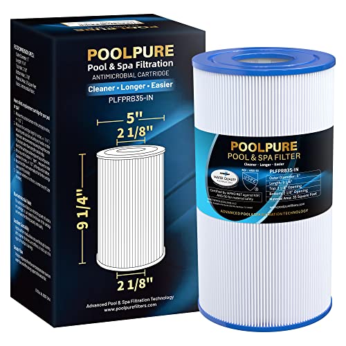 POOLPURE PRB35-IN Spa Filter Replaces Unicel C-4335, Guardian 409-219, Filbur FC-2385, 03FIL1300, 17-2482, 25393, 303557, 817-3501, R173431, 35 sq.ft, 5 X 9 Hot Tub Filter, 1 Pack