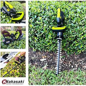 Cordless Electric Hedge Trimmer - Stainless Steel - Garden Trimmer Combo - Double-Blade - Tool Kit - Included Battery & Charger - Gardening Hand Tools - Outdoor Accessories