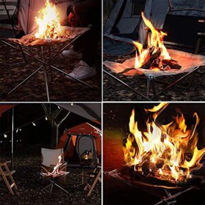 Portable Foldable Outdoor Camping Fire Pit, 304 Stainless Steel Mesh Fireplace Picnic Campfire Fire Pit Wood Burning with Carry Bag for Patio, Camping Backyard and Garden