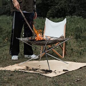 Portable Foldable Outdoor Camping Fire Pit, 304 Stainless Steel Mesh Fireplace Picnic Campfire Fire Pit Wood Burning with Carry Bag for Patio, Camping Backyard and Garden