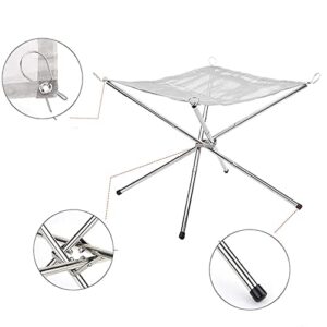 Portable Foldable Outdoor Camping Fire Pit, 304 Stainless Steel Mesh Fireplace Picnic Campfire Fire Pit Wood Burning with Carry Bag for Patio, Camping Backyard and Garden