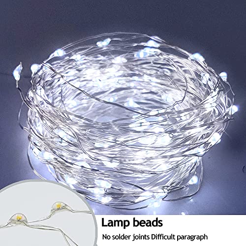 AFSEMOS Solar String Lights Outdoor, 2 Pack 200 LED 66 FT Solar Christmas Lights Outdoor Waterproof, 8 Modes Copper Wire Solar Fairy Lights for Xmas,Patio,Garden,Party Decorations(White Light)