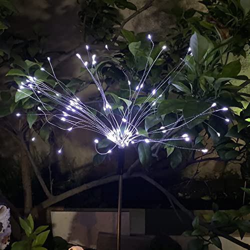 JJGoo Solar Garden Lights Solar Firework Lights, 2 Pack 120 LEDs 2 Lighting Modes Solar Lights Outdoor Waterproof for Garden Patio Walkway Pathway Party Wedding Decorative - Cool White