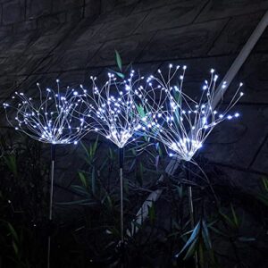 JJGoo Solar Garden Lights Solar Firework Lights, 2 Pack 120 LEDs 2 Lighting Modes Solar Lights Outdoor Waterproof for Garden Patio Walkway Pathway Party Wedding Decorative - Cool White